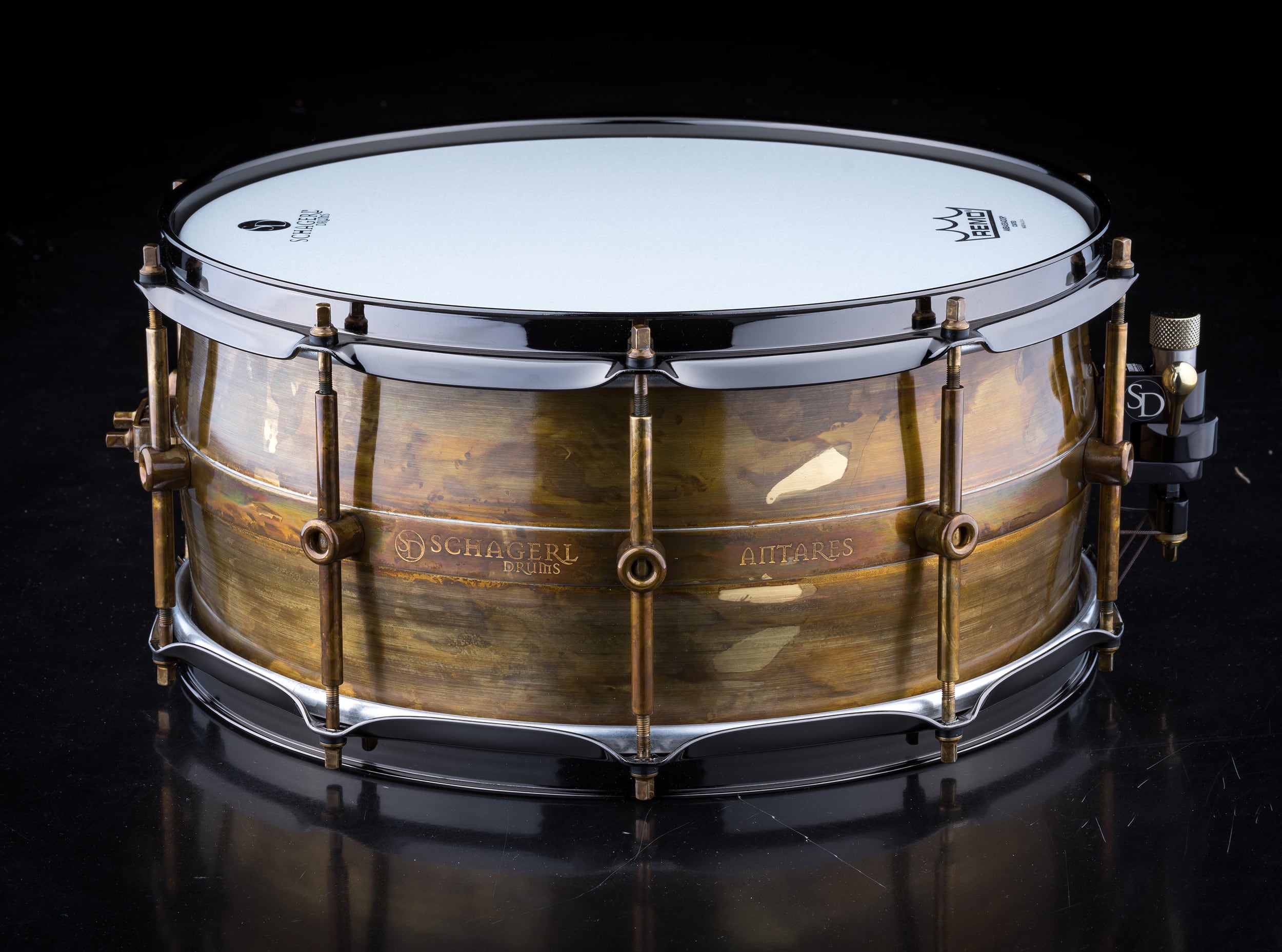 Schagerl Antares 14" x 6.5" Dark Vintage Brass Snare Drum – Rubix Drums USA
